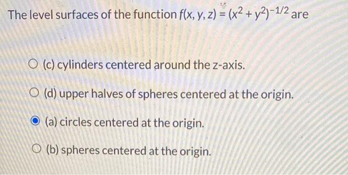 Solved he level surfaces of the function | Chegg.com