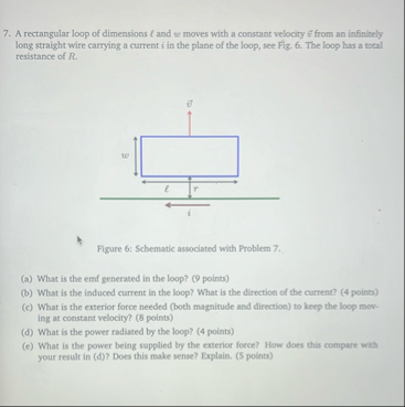 Solved A rectangular loop of dimensions l ﻿and w ﻿moves with | Chegg.com