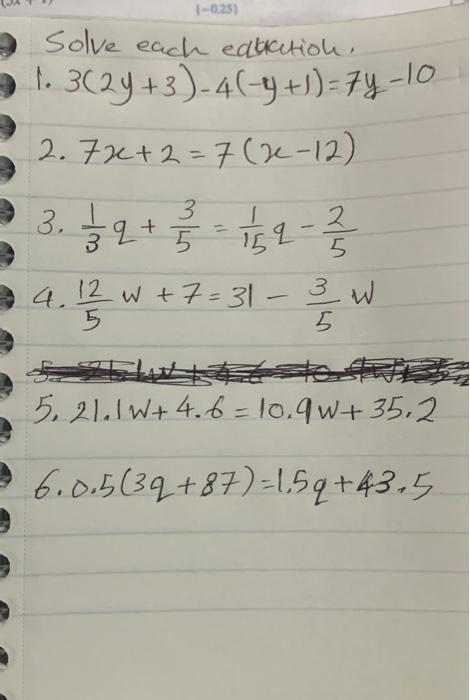 Solved 1-0.251 Solve each eaction 1.3624+3)-41-4+1)=74-10 | Chegg.com