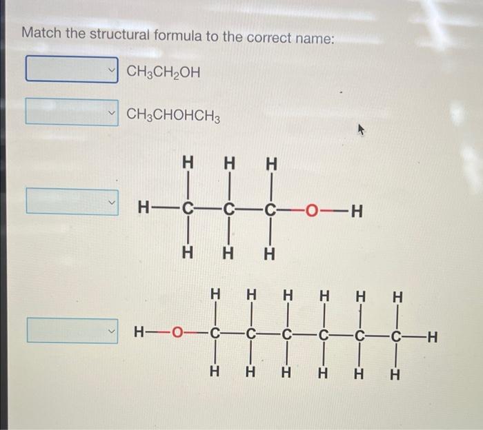 Solved Match the structural formula to the correct name: | Chegg.com