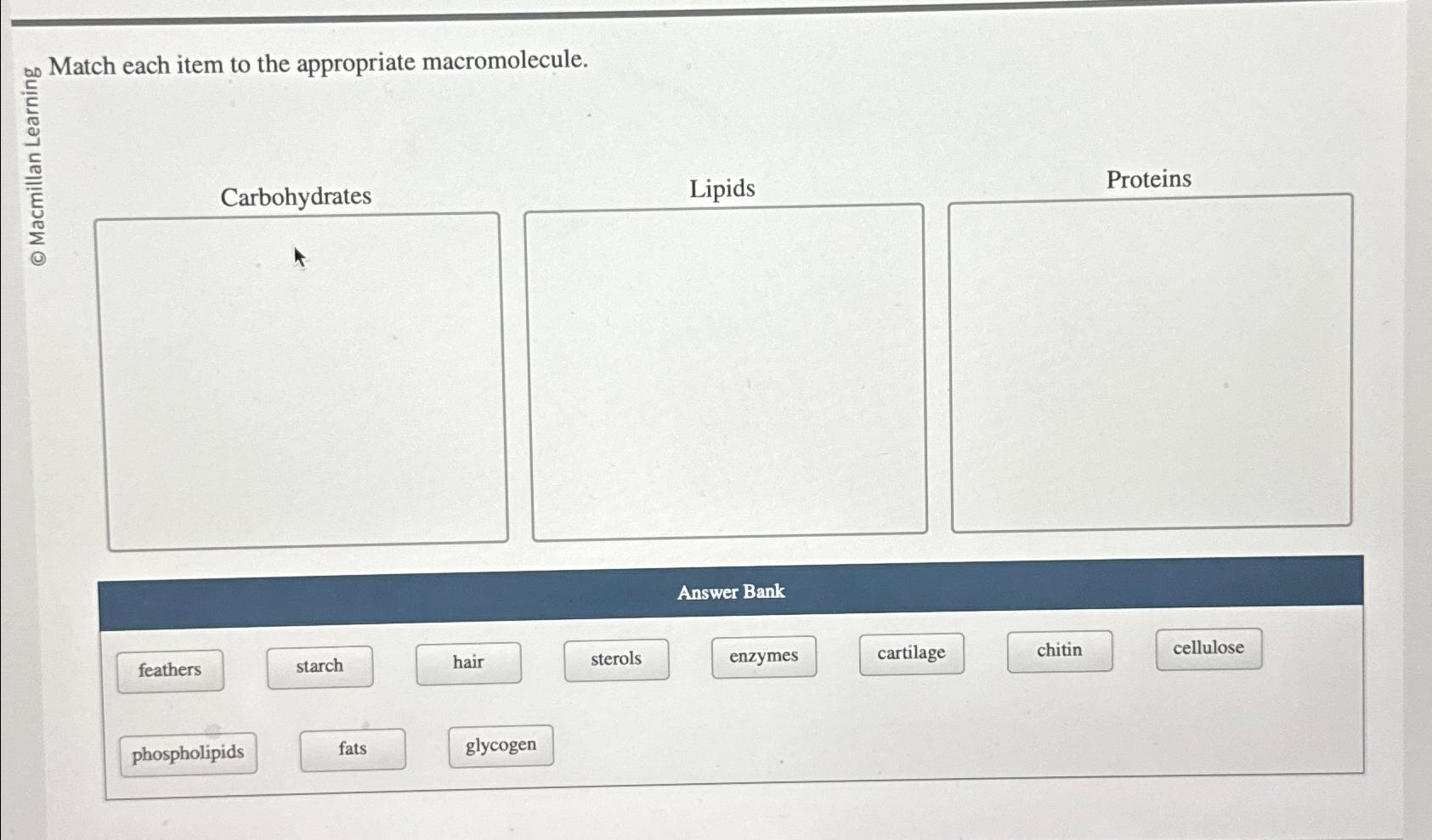 Solved Match each item to the appropriate | Chegg.com