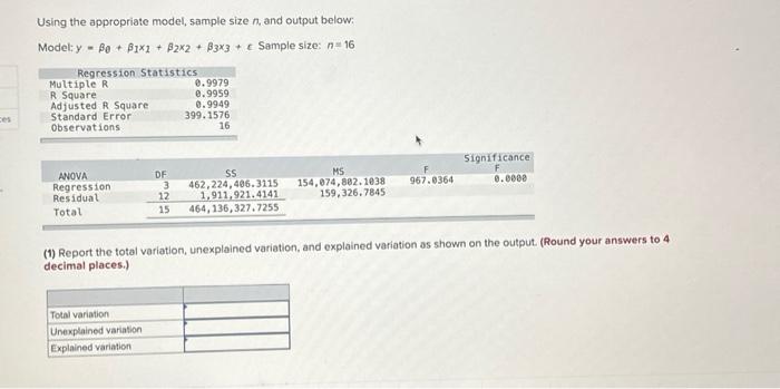 Solved (2) Report R2 and R2 as shown on the output. (Round | Chegg.com