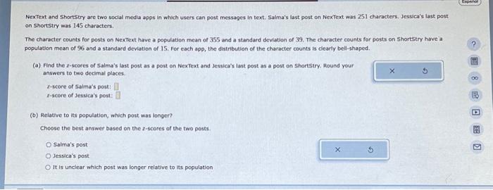 Solved Nextext and Shortstry are two soclal media apps in | Chegg.com