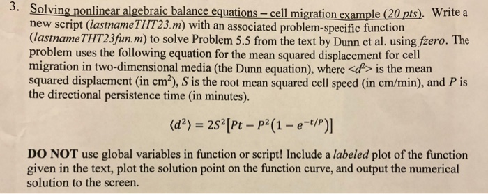 Solved 3. Solving nonlinear algebraic balance equations - | Chegg.com