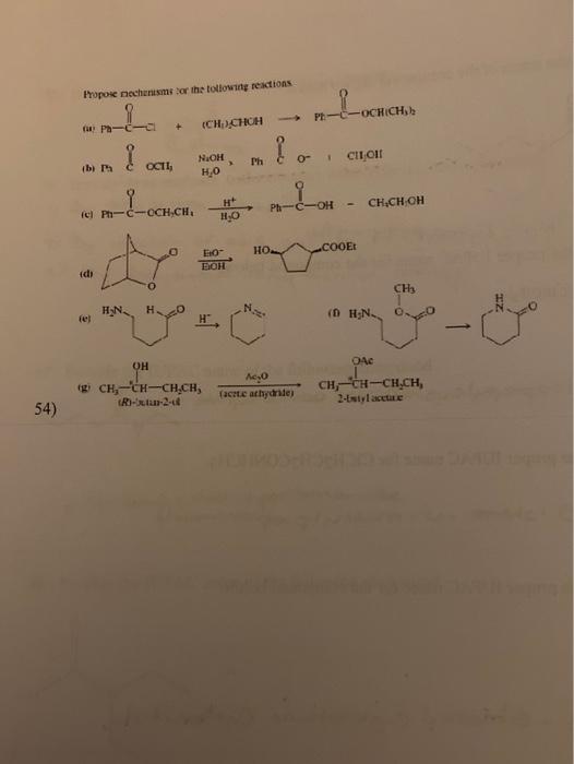 Solved Propose mechanism for the following reactions La | Chegg.com