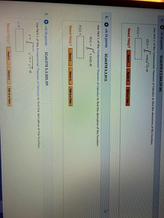 Solved 5. -/4.16 points SCalcET8 5.3.504.XP.MI. Use Part 1 | Chegg.com