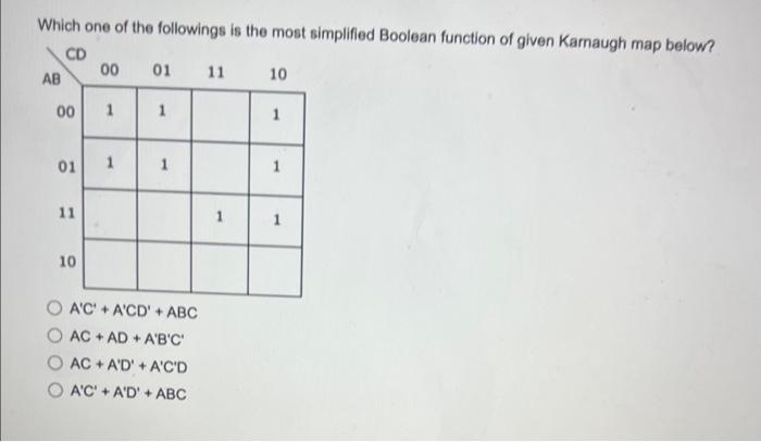 Solved Which one of the followings is the most simplified | Chegg.com