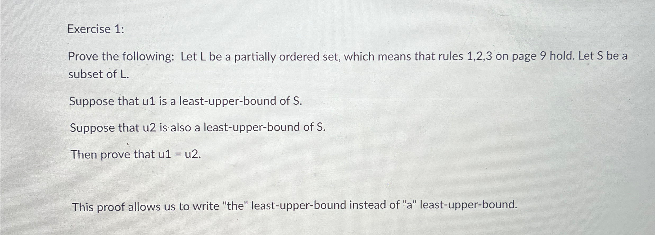 Solved Exercise 1:Prove the following: Let L ﻿be a partially | Chegg.com