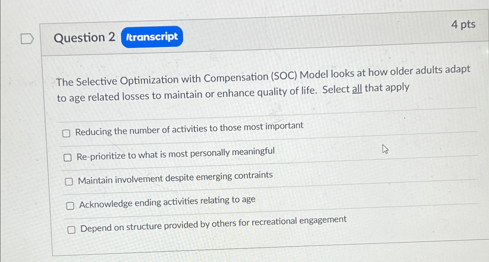 Solved Question 2The Selective Optimization with | Chegg.com