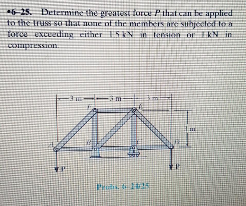 Solved 6 25 Determine The Greatest Force P That Can Be