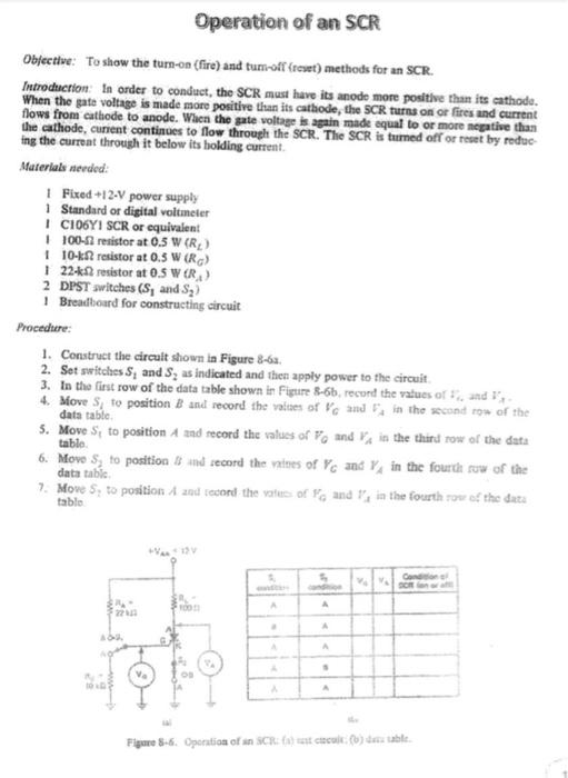 Solved Operation of an SCR Objective: To show the turn-on | Chegg.com