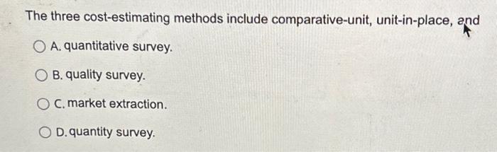 Solved The three cost-estimating methods include | Chegg.com