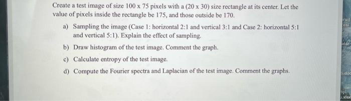 Create a test image of size 100×75 pixels with a | Chegg.com