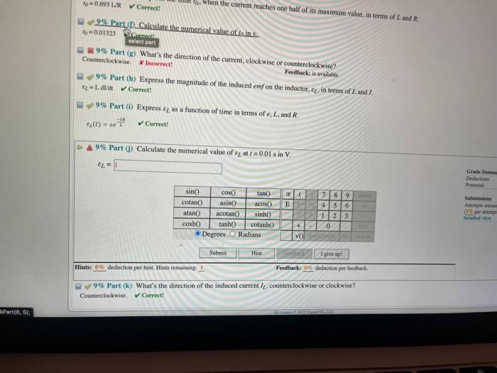 Solved (10\%) Problem 9: An RL circuit is shown on the | Chegg.com