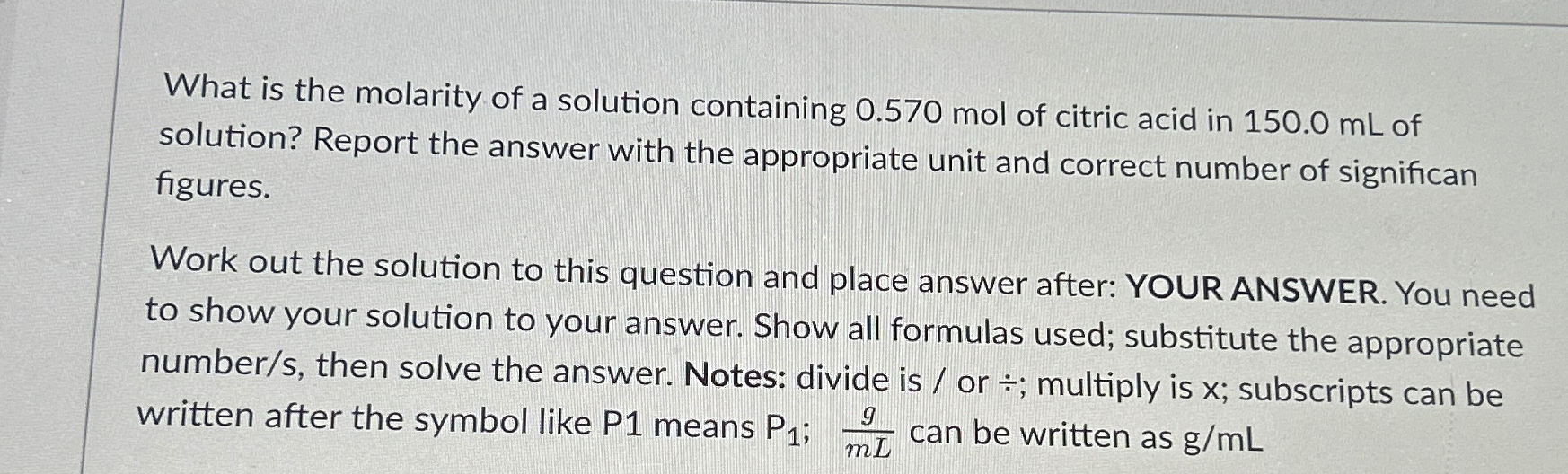 Solved What is the molarity of a solution containing | Chegg.com