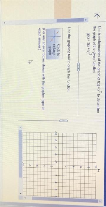 Solved Use transformations of f(x)=x2 to graph the following | Chegg.com