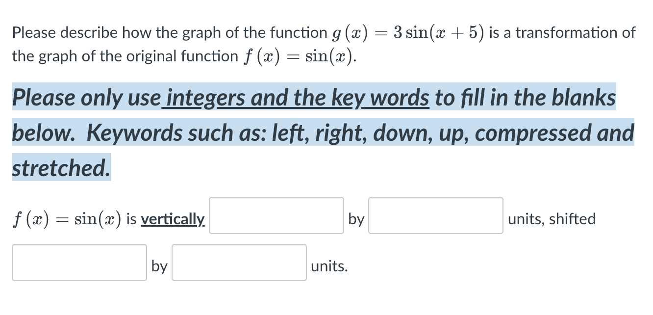 Solved Please describe how the graph of the function | Chegg.com