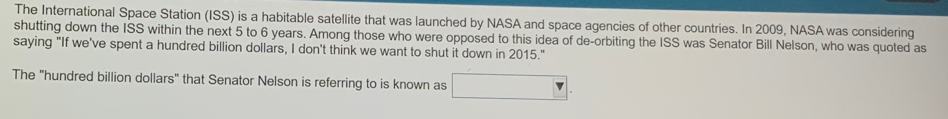 Solved The International Space Station (ISS) ﻿is a habitable | Chegg.com