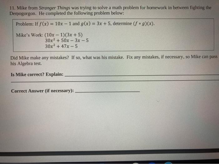 Solved 11. Mike from Stranger Things was trying to solve a | Chegg.com