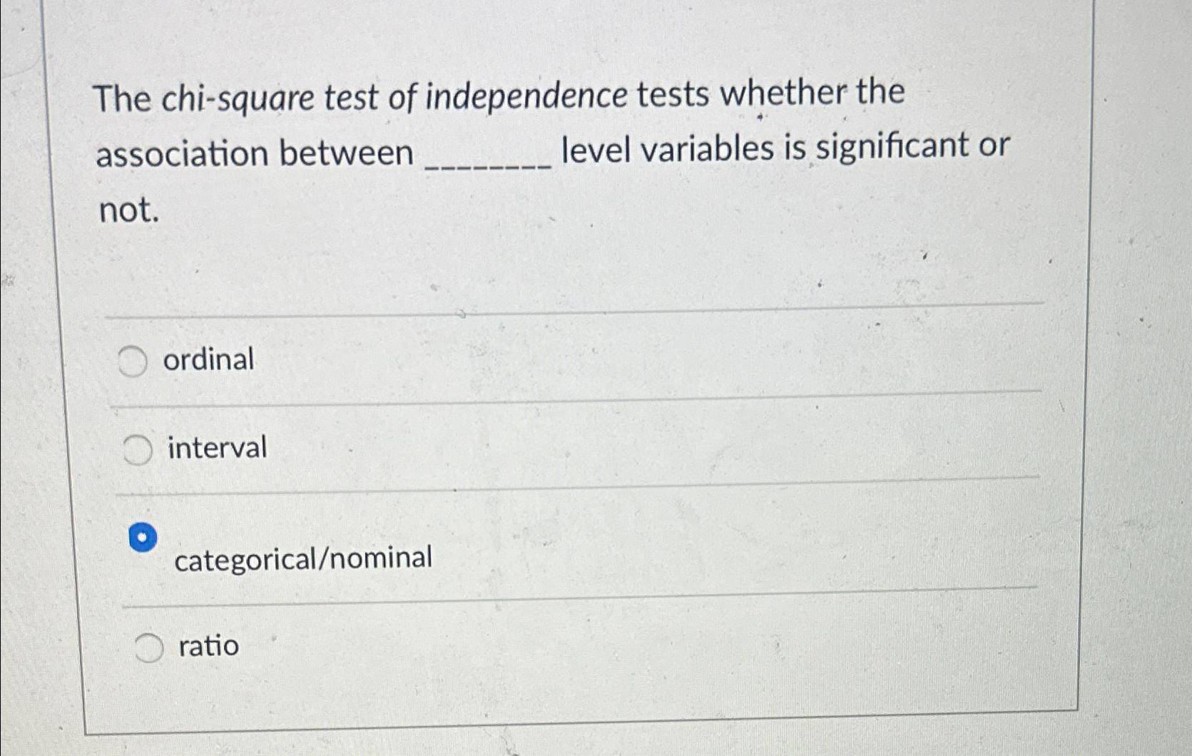Solved The chi-square test of independence tests whether the | Chegg.com