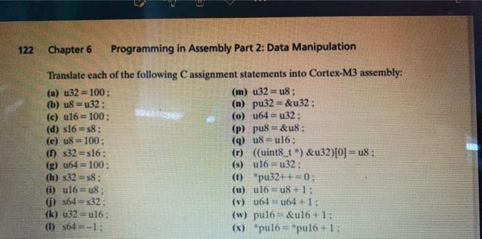 Solved Translate each of the following C assignment | Chegg.com