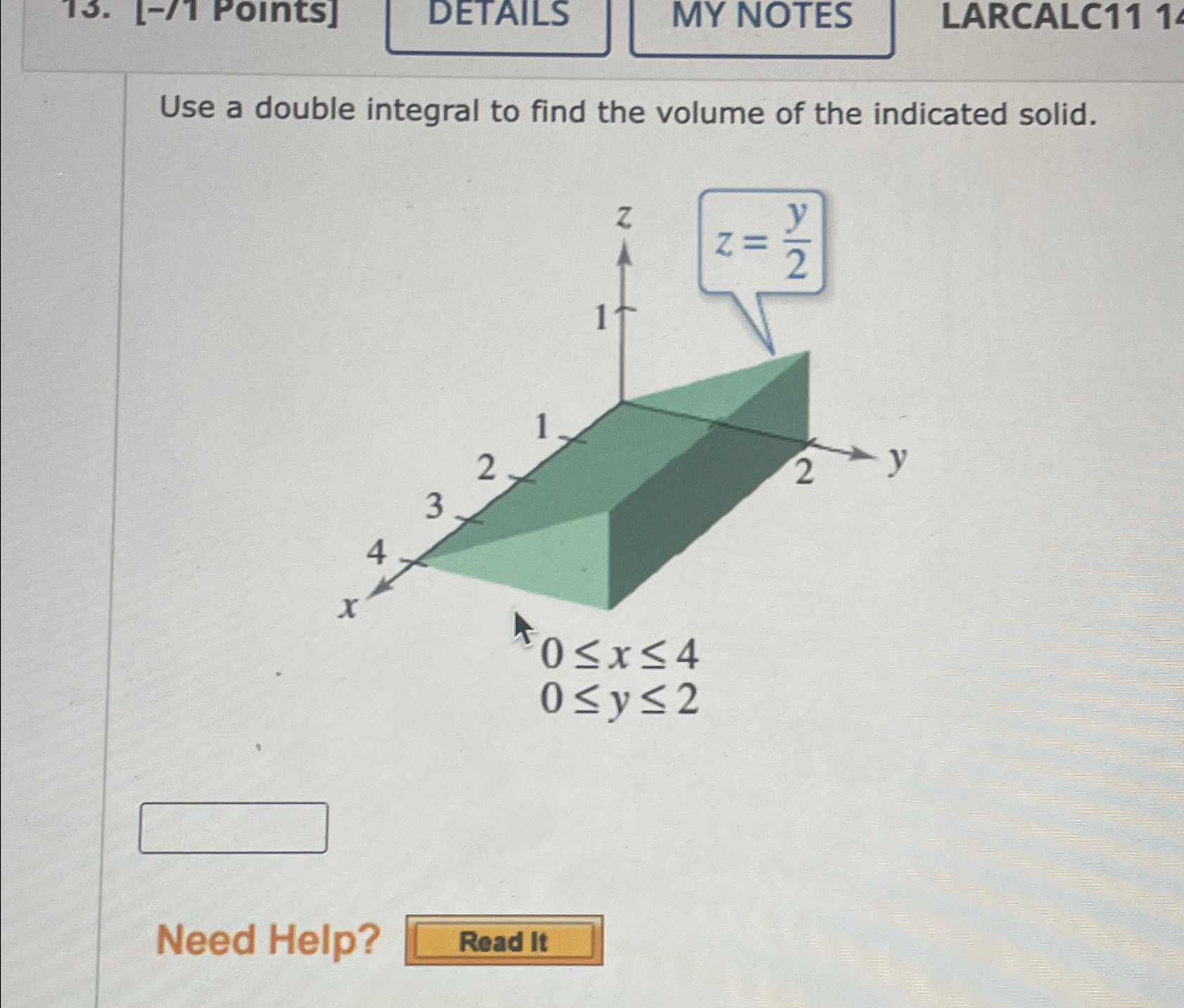 Solved Use a double integral to find the volume of the | Chegg.com