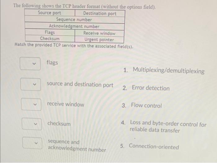 Solved The following shows the TCP header format (without | Chegg.com