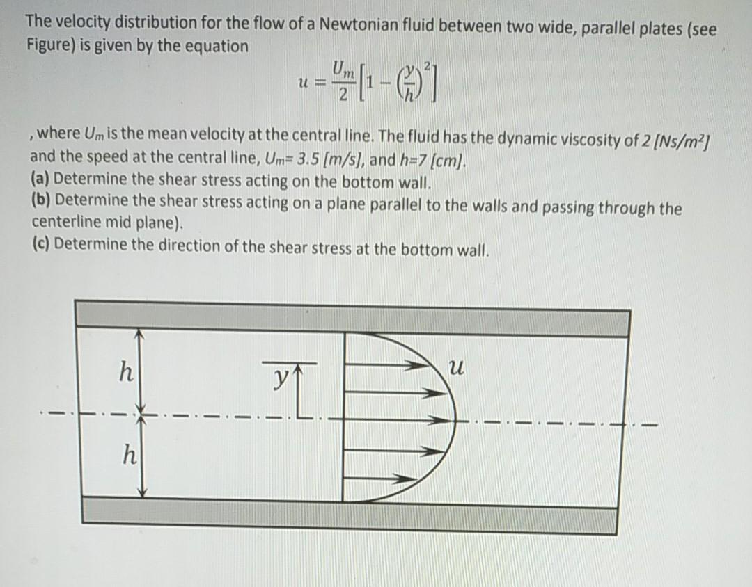 Solved The velocity distribution for the flow of a Newtonian | Chegg.com