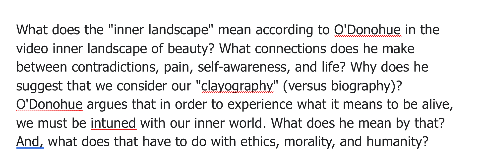 Solved What does the "inner landscape" mean according to | Chegg.com