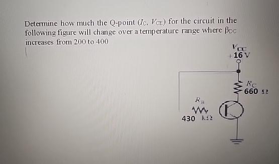 Solved Determine how much the Q-point ( IC,VCE ) ﻿for the | Chegg.com