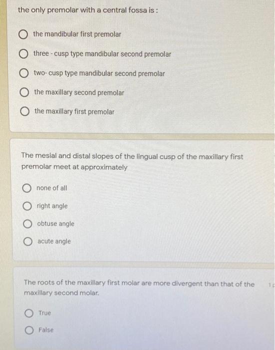 Solved the only premolar with a central fossa is: the | Chegg.com