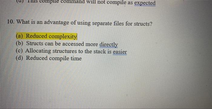 Solved 10. What is an advantage of using separate files for | Chegg.com