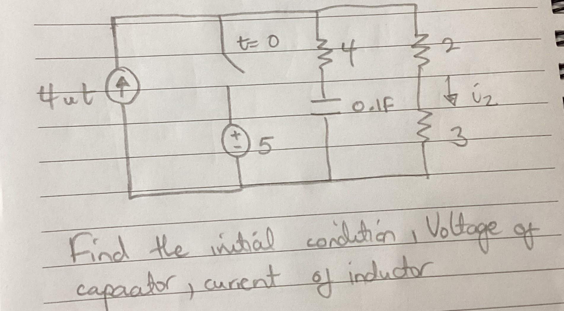 Solved Find the initial condition, Voltage of capacitor, | Chegg.com