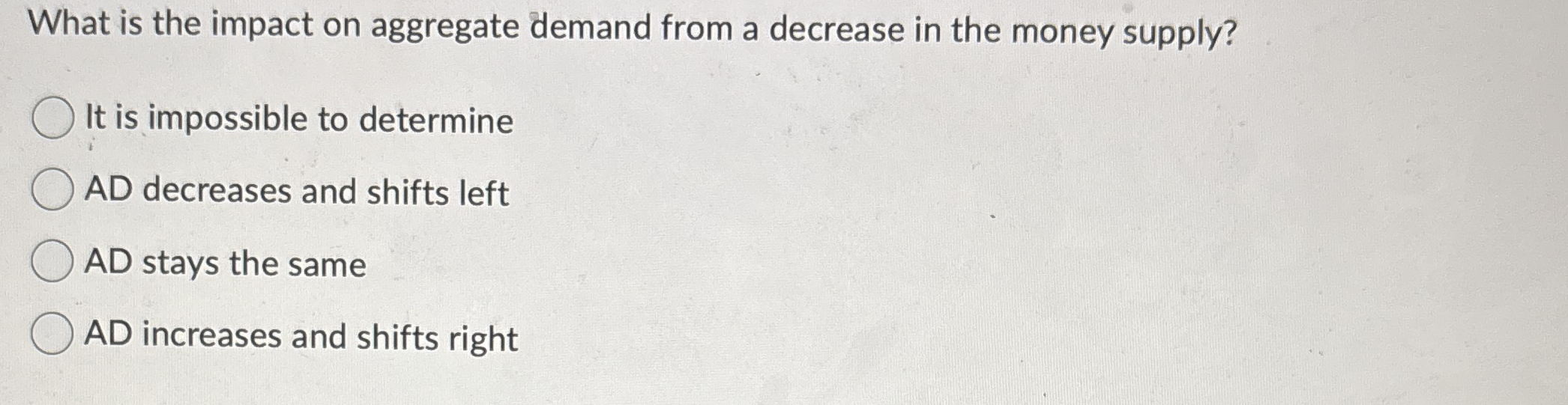 Solved What is the impact on aggregate demand from a | Chegg.com