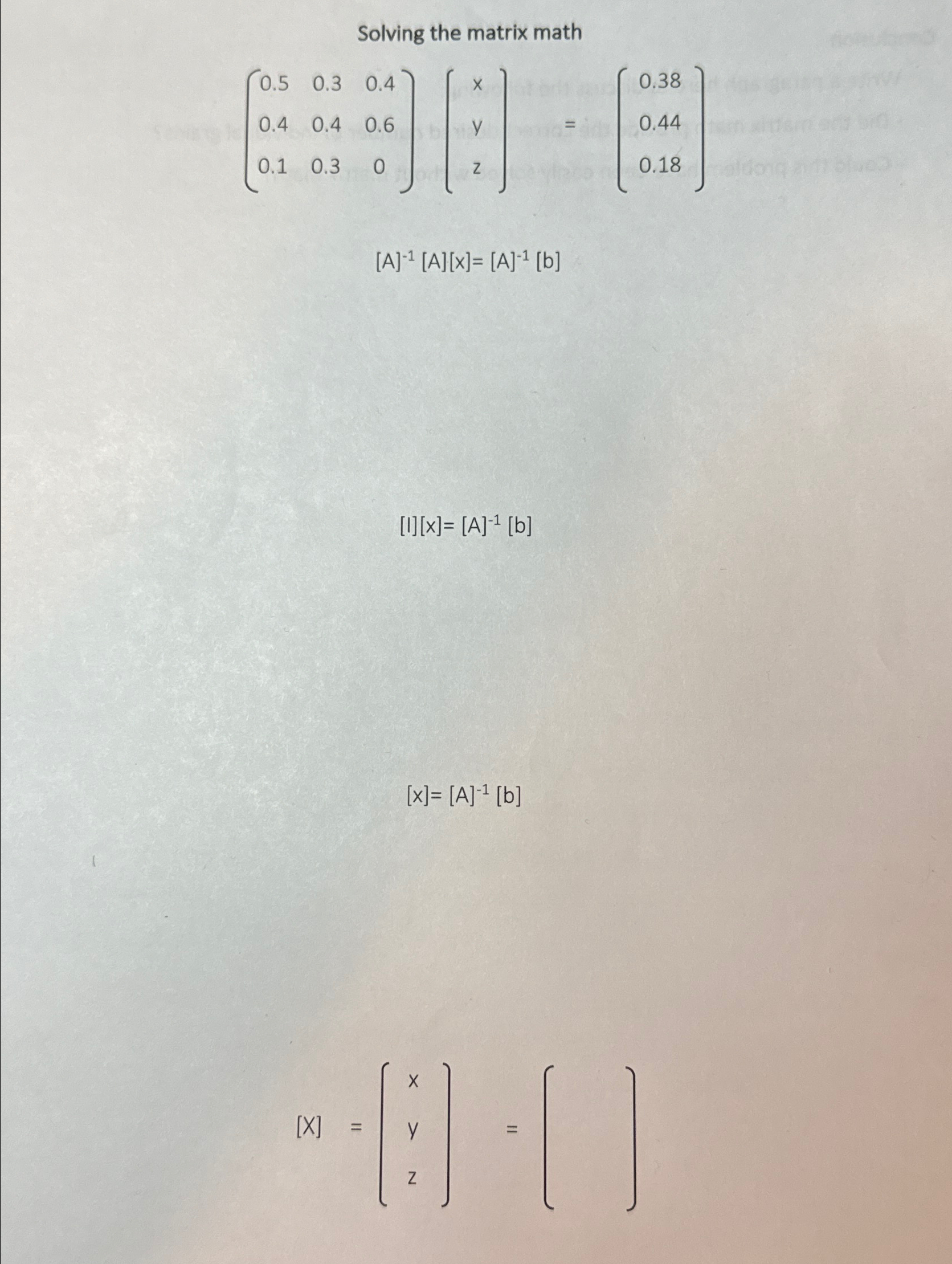 Solved Solving the matrix | Chegg.com