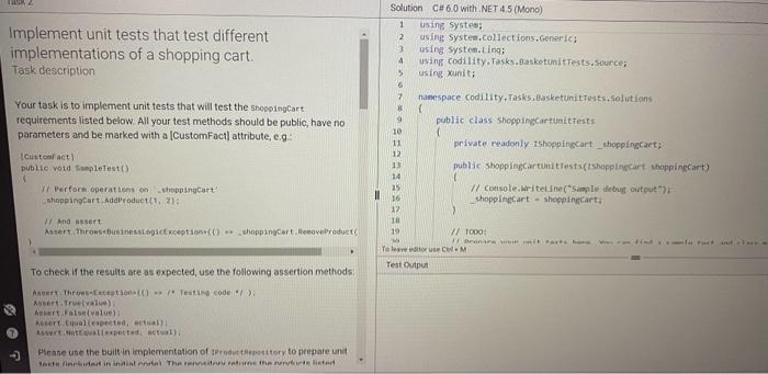 Task 2 Solution CH 6.0 with . NET 4.5 (Mono) Please | Chegg.com