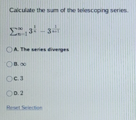 Solved Calculate the sum of the telescoping | Chegg.com