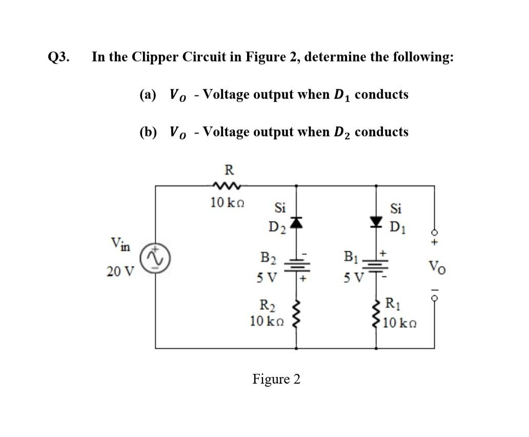 Solved Q3. In the Clipper Circuit in Figure 2, determine the | Chegg.com
