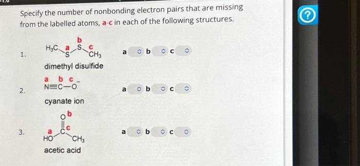 Solved Specify the number of nonbonding electron pairs that | Chegg.com
