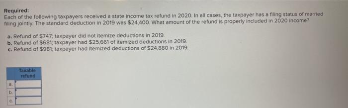 Solved Required: Each of the following taxpayers received a | Chegg.com