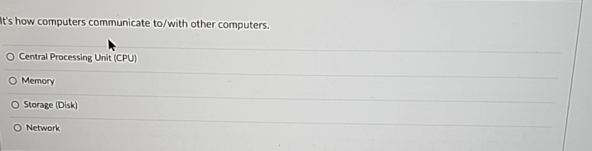Solved It's how computers communicate to/with other | Chegg.com