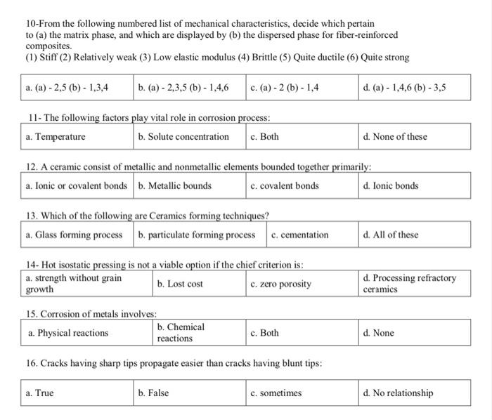 Solved 10-From the following numbered list of mechanical | Chegg.com