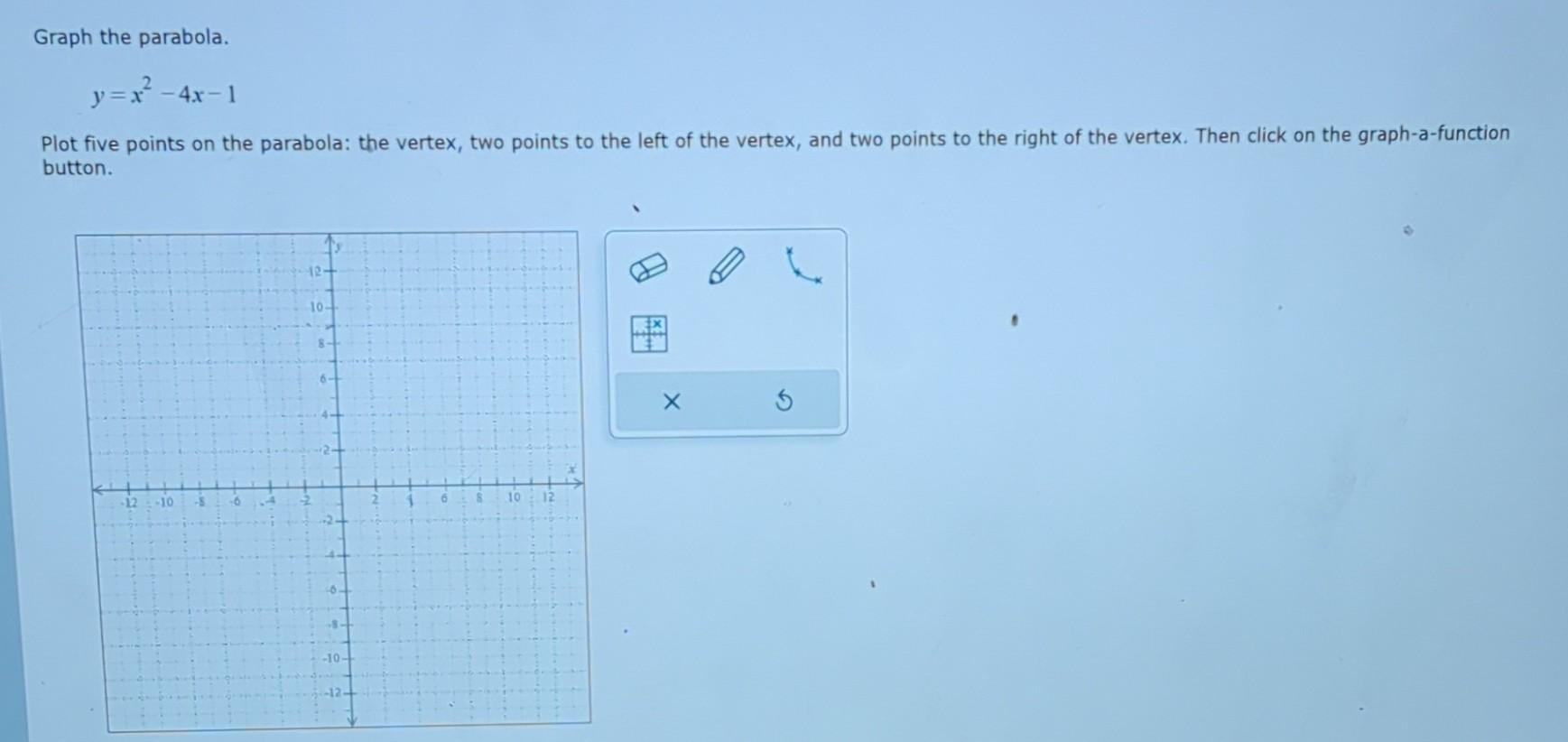Solved Graph the parabola. y=x2−4x−1 Plot five points on the | Chegg.com