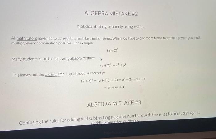 Solved Describe an algebra mistake from the article that | Chegg.com