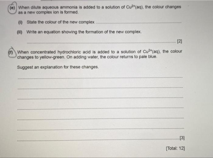 Solved (c) When dilute aqueous ammonia is added to a | Chegg.com
