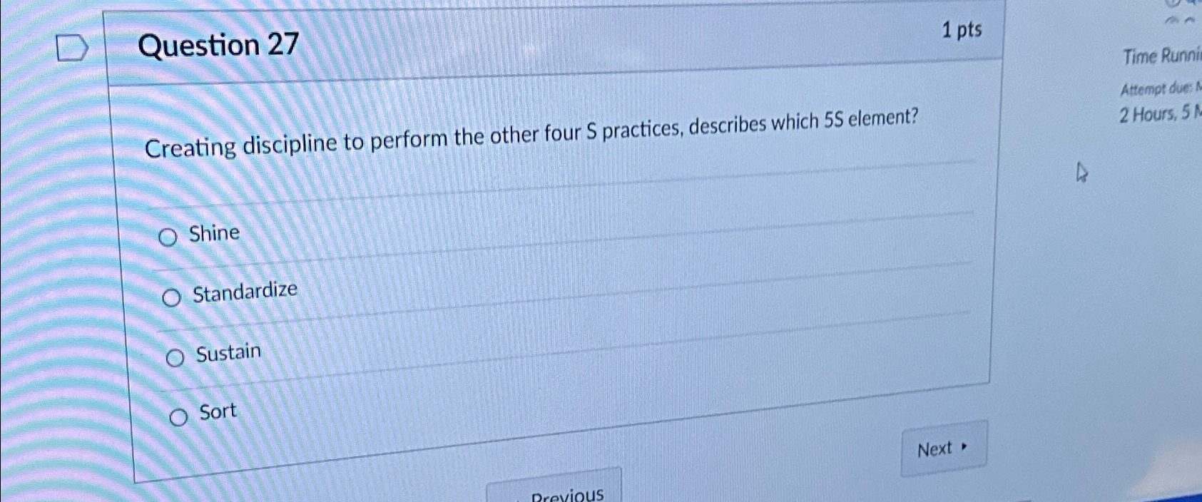 Solved Question 271ptsCreating discipline to perform the | Chegg.com