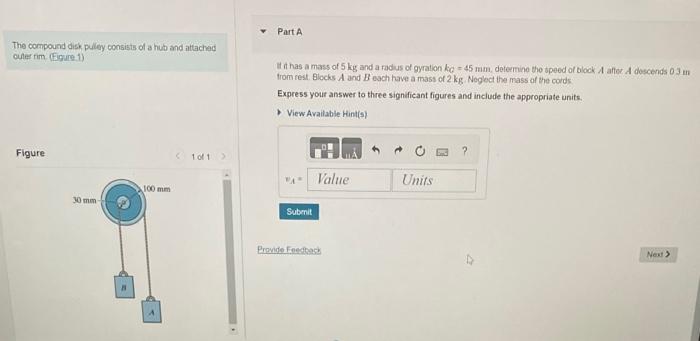 Solved The compound disk pultey consists of a hub and | Chegg.com