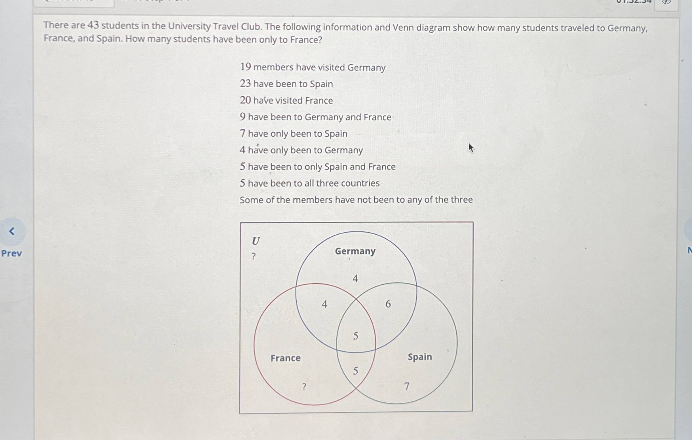 Solved There are 43 ﻿students in the University Travel Club. | Chegg.com