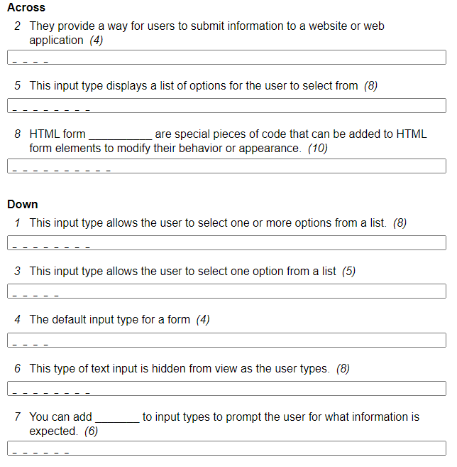 Solved Across2 ﻿They provide a way for users to submit | Chegg.com
