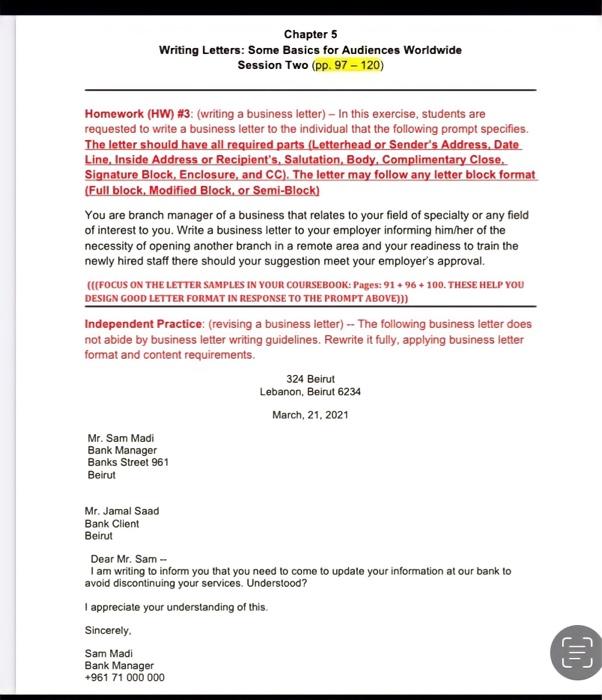 Solved Chapter 6 Types of Business Letters Session One (p. | Chegg.com